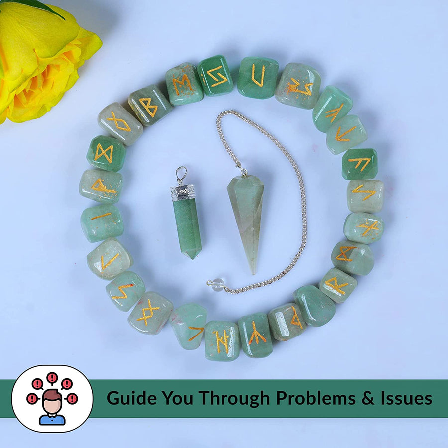 Green Jade Set Rune - Elder Futhark Rune Set - Dark Magic Stone – GemGlow