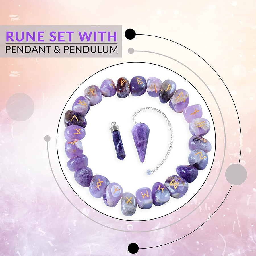 Amethyst Rune Stones - Elder Futhark Rune - Crystal Runes Set – GemGlow