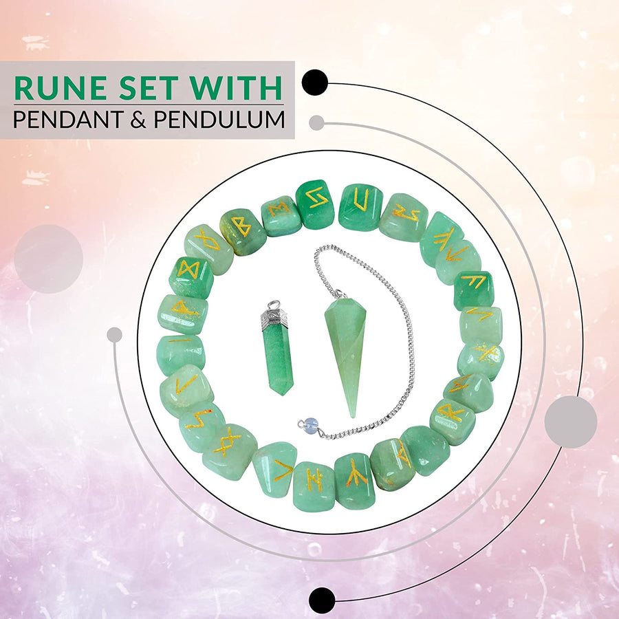 Green Jade Set Rune - Elder Futhark Rune Set - Dark Magic Stone – GemGlow